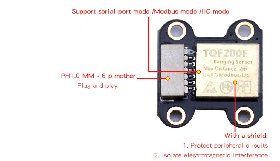 VL53L0X Time-of-Flight (ToF) 2m Laser Ranging Built-in MCU Algorithm i2c / UART / MODBUS - TOF200F